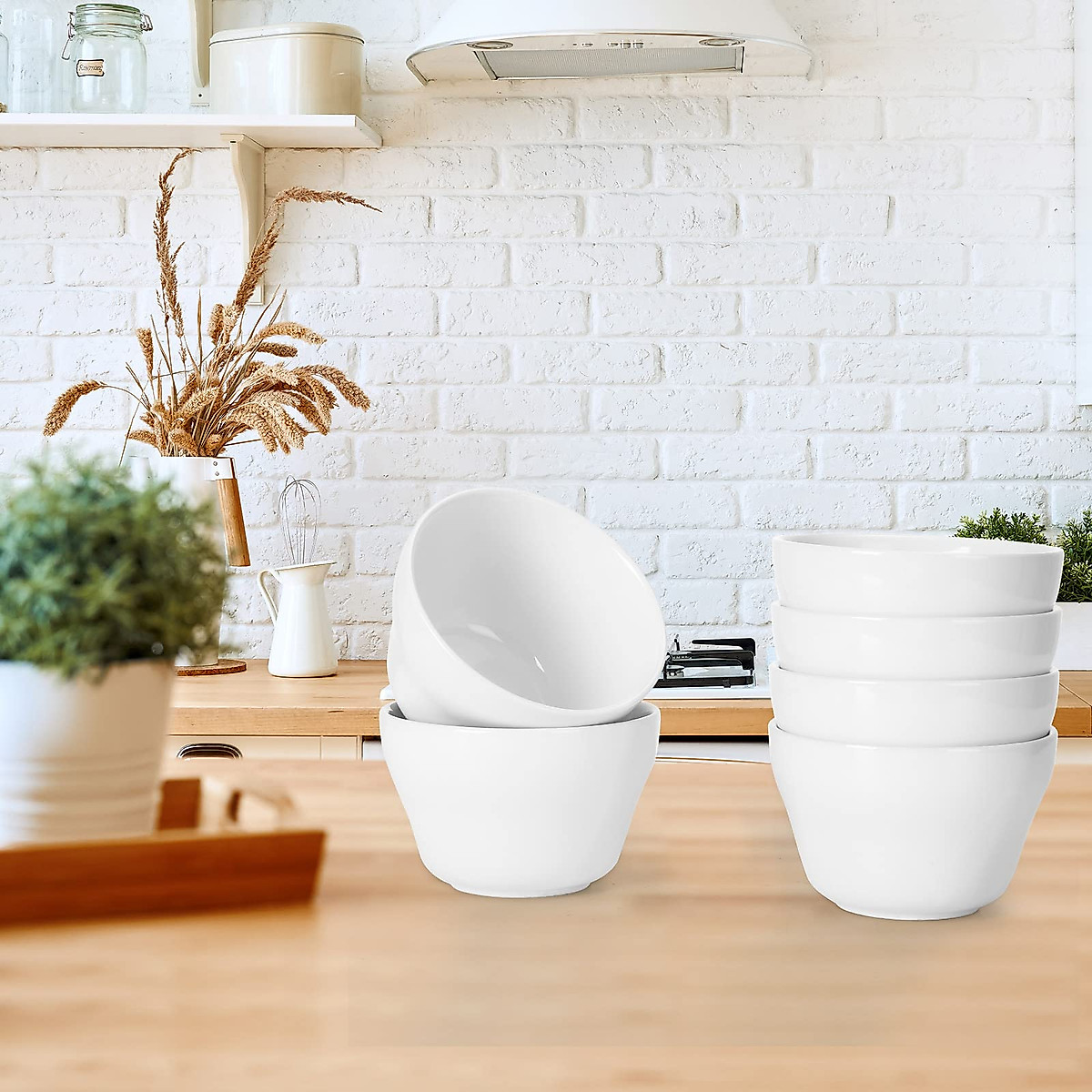 12 Pack 8 oz Porcelain Bowls Small Dessert Bowls Porcelain Broth Cups Soup and Dip Bowls for Ice Cream Dipping Sauce Bouillon Soups Side Dishes Salads Cereal Rice, Microwave and Dishwasher Safe, White