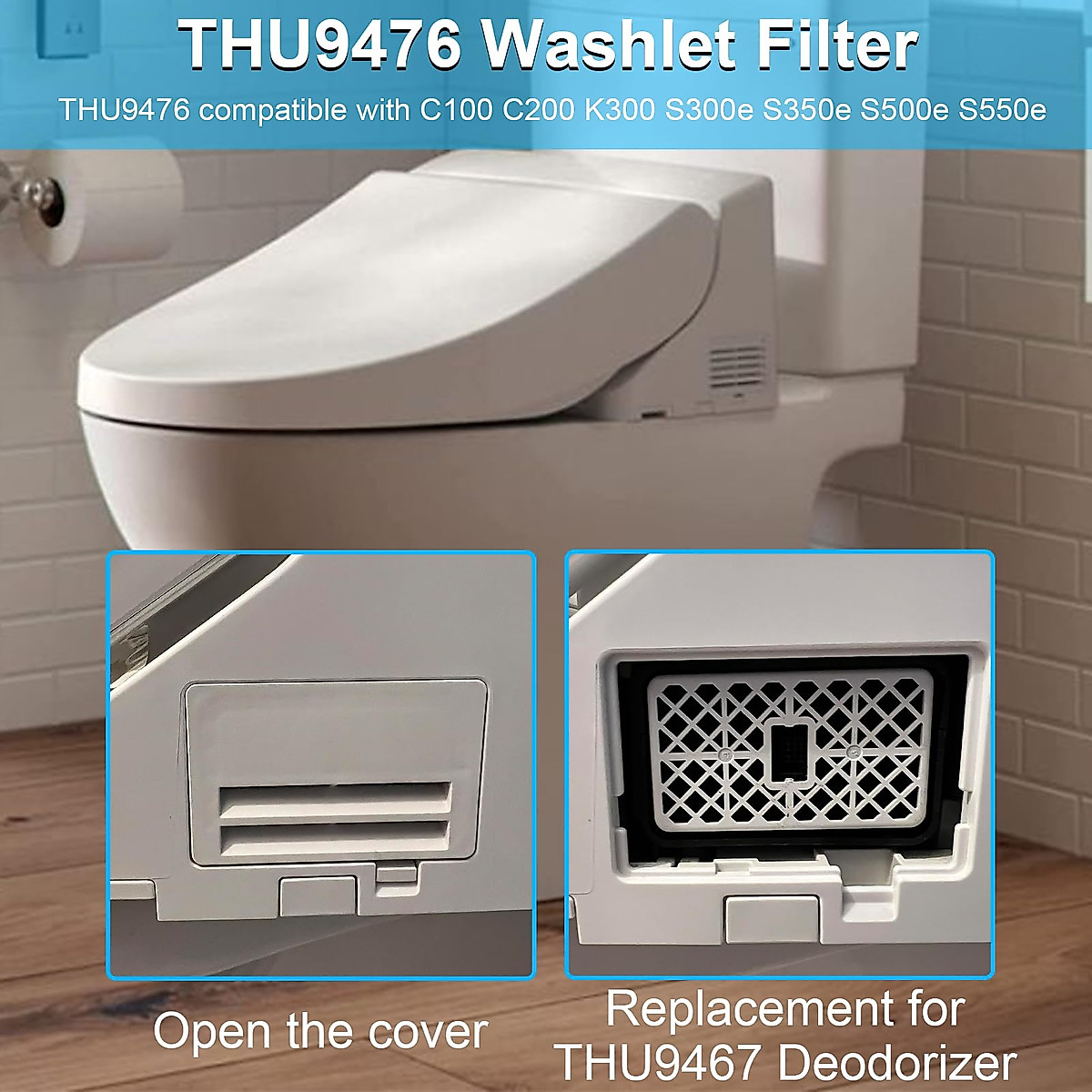 THU9476 Deodorizer Filter Carbon Deodorizing Cartridge Compatible with TOTO S300 S350E C100 C200 700H-2Pack