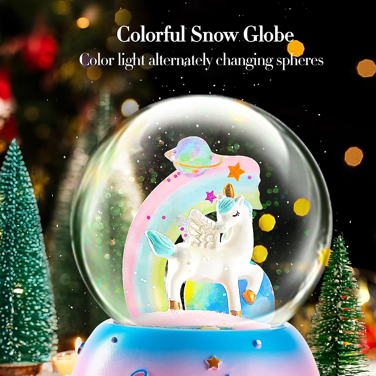 Unicorn Snow Globe for Kids, VECU Snow Globe with Music Perfect Unicorn Music Box for Girls, Granddaughters Babies Birthday ( Manual Snow Drift)