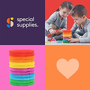 Special Supplies 30-Pack Mini Fun Pull and Pop Fun Tubes Mini for Kids Stretch, Bend, Build, and Connect Toy, Provide Tactile and Auditory Sensory Play, Reusable Storage Container, Colorful