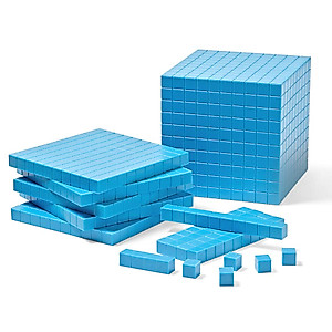 hand2mind Blue Plastic Base Ten Blocks Complete Set, Place Value Blocks, Counting Cubes for Kids Math, Base Ten Blocks Classroom Set, Math Blocks Kindergarten, Base 10 Math Manipulatives (Set of 644)