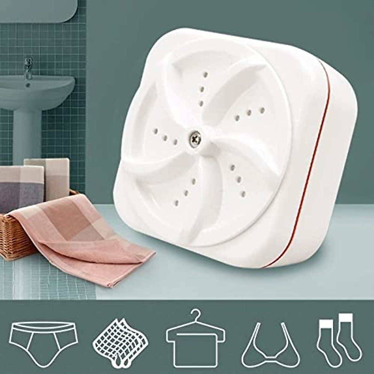 Leftwei Portable Washer Machine, 18W Mini Washing Machine Foldable Turbine Washing Machine Clothes Washing Machines Mini Clothes Washer for Socks Underwear T Shirt Ties