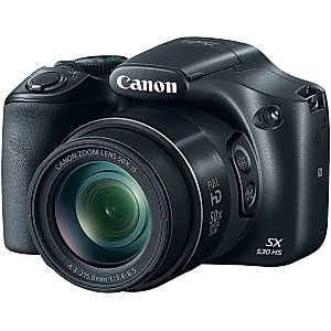 Canon PowerShot SX530 HS 16.0 MP 50x Optical Zoom Digital Camera (Black) + Two-Pack NB-6L Spare Batteries + Accessory Bundle (Renewed)