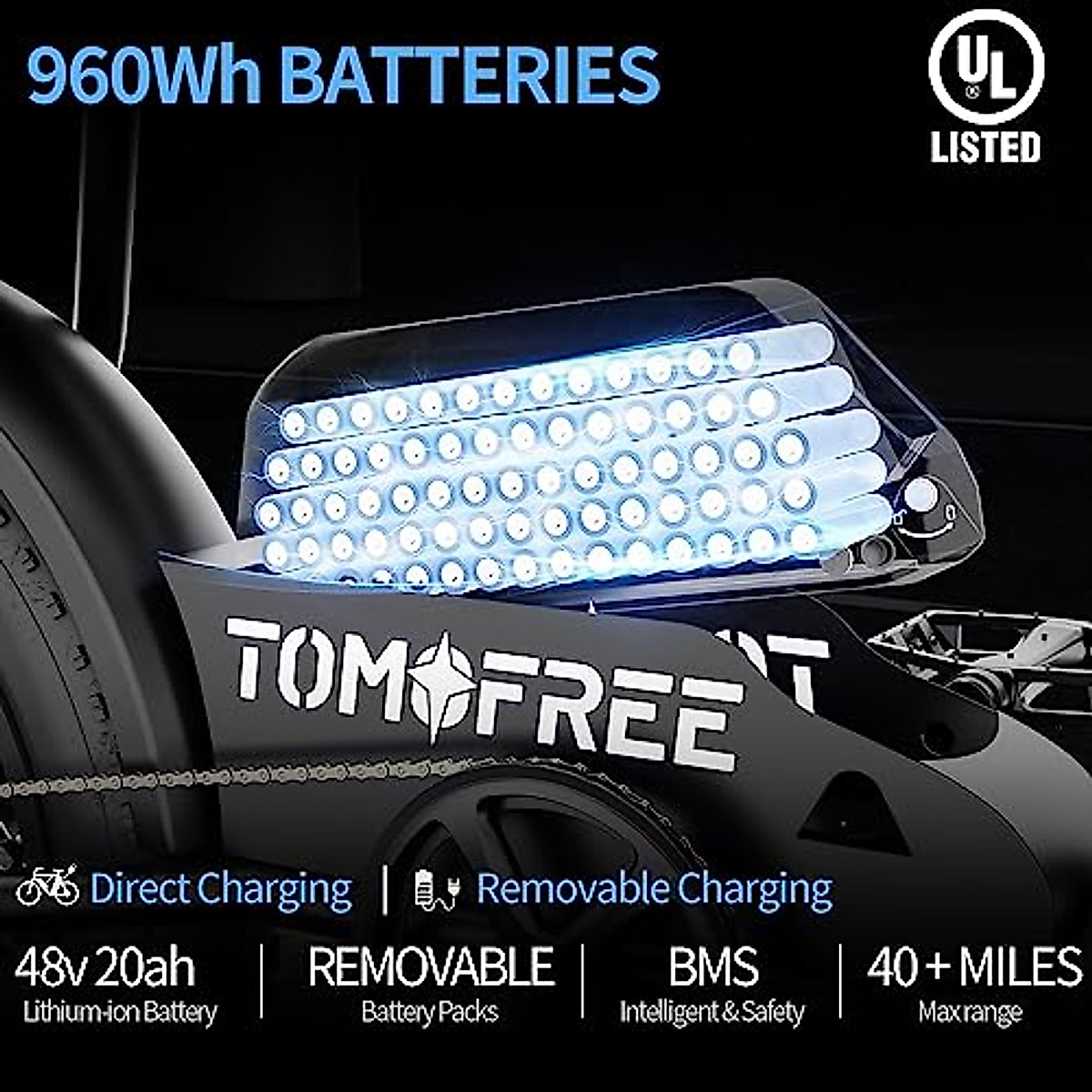 Tomofree Electric Bike for Adults, 1200W Powerful Motor 48V/20Ah,40Miles Long Range, Max Speed 25MPH, Ebike Fat Tire Electric Bicycle, Front Suspension Dual Hydraulic Brakes