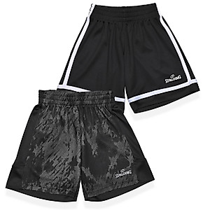 Spalding Boys 2 Pack Performance Basketball Shorts, Black/Black, 7