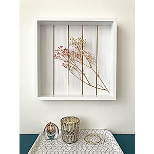 White Square Tray Wooden Serving Tray for Ottoman Vanity Coffee Table Breakfast in Bed Tea Accessory Organizer (12 x 12 x 2 & 10 x 10 x 1.2, Set of 2) (White)