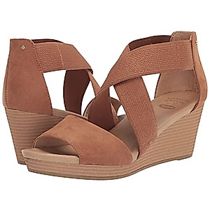 Dr. Scholl's Shoes Women's Barton Band Wedge Sandal, Brown Microfiber, 8.5