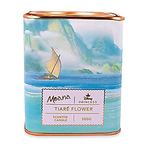 Ukonic Disney Princess Home Collection Moana 11-Ounce Scented Tea Tin Candle with Tiare Flower Aromatic Fragrance | 28-Hour Burn Time | Home Decor Housewarming Essentials, and Collectibles