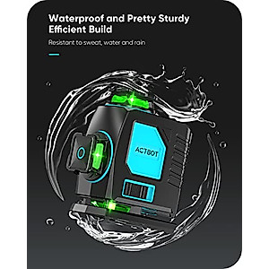 Laser Level Self Leveling 360 Green 4-Plane 4D 16 Line ACTBOT 10000mAh All-Inclusive Kit Swivel Level Line Laser with Pulse Mode Tilt Horizontal Vertical 4x360 Cross Line Remote Controller Switchable
