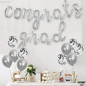 KatchOn, Silver Congrats Grad Balloons - Script, 16 Inch | Congratulations Balloons for Graduation Decorations Class of 2024 | 2024 Graduation Balloons, Graduation Balloons Class of 2024 Decorations