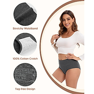 INNERSY Women's High Waisted Underwear Cotton Panties Regular & Plus Size 5-Pack(3XL,Solid Colors and Polka Dot)