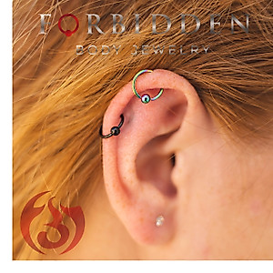 Forbidden Body Jewelry Super Value 5-Pack: 18g 8mm Surgical Steel Multi Color CBR Hoops with 3mm CZ Balls