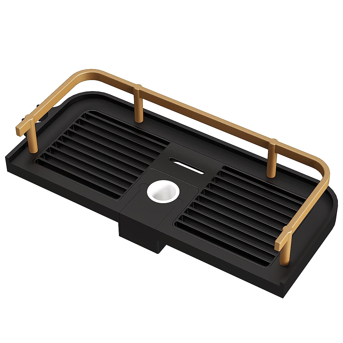 Linkidea Direct Shower Caddy Shelf for 22/24/25 mm Slide Bar, Bathroom Shower Rack Organizer Sponge Holder for Shampoo Soap with Guardrail and Hanging Hook (Black)