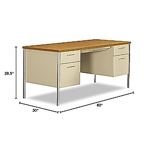 HON 34962CL 34000 Series Double Pedestal Desk, 60w x 30d x 29 1/2h, Harvest/Putty