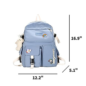 Splendrive Cute backpack with cute accessories aesthetic Outdoor Daypack (Black)