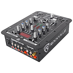 Rockville RDJ3BT 2 Channel DJ Mixer with USB, Bluetooth, Talkover, 4 Line Inputs