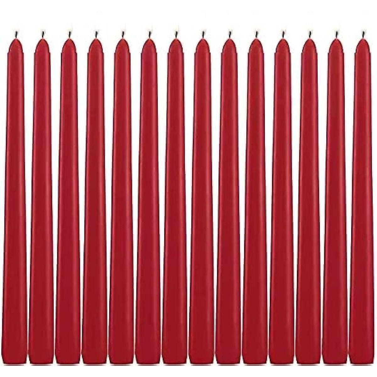 Red Taper Candles - Set of 14 Dripless Candles - 10 inch Tall, 3/4 inch Thick - 7.5 Hour Clean Burning