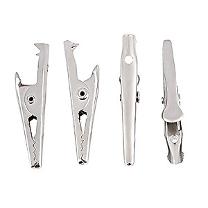 100PCS 1.37IN / 35mm Metal Alligator Clips, Crocodile Clamps Silver Tone Nickel Plated Spring Clamps Test Line Crocodile Clips for Laboratory Electric Testing Work and Cable Lead Clip