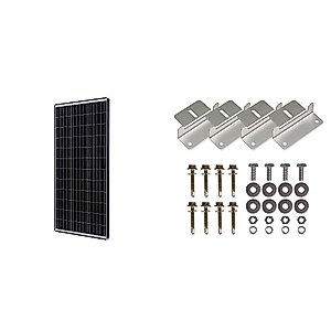Renogy 100W Solar Panel 12 Volt Monocrystalline Sleek, Black Frame & Solar Panel Mounting Z Brackets Lightweight Aluminum Corrosion-Free Construction