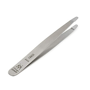 Diabetic Rounded Tweezers in Leather FINOX Surgical Stainless Steel Safety Round Tip tweezers for Facial Hair Remover Tweezers with easy grip -Eyebrow Plucking Tweezer -Eyebrow Plucker -German, 4404