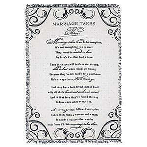 Dicksons Marriage Takes Three Black and White 52 x 68 All Cotton Tapestry Throw Blanket