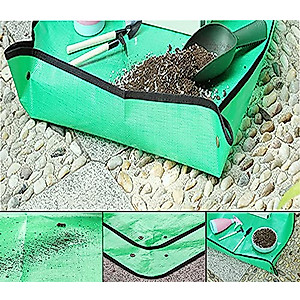 BIUWING 39.4" x 39.4" Plant Repotting Mat, Large Foldable Gardening Mat, Waterproof Transplanting Potting Mat Indoor Outdoor, with 15 Pieces Pot Hole Mesh Pads