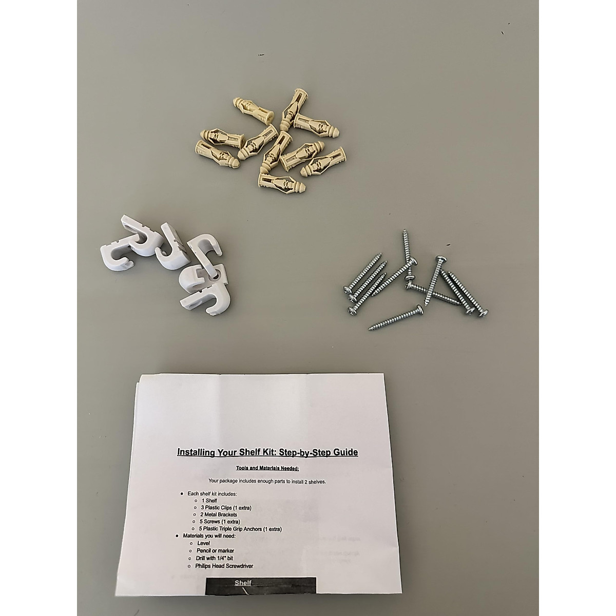 Generic 2 pc White Wall Shelf Inexpensive Heavy-Duty Steel with an Anti-Rust Coat with All Hardware, Pantry Wall Shelves, Garage Wall Shelves, Wall Mounted Shelf for Storage, Laundry Room Shelf