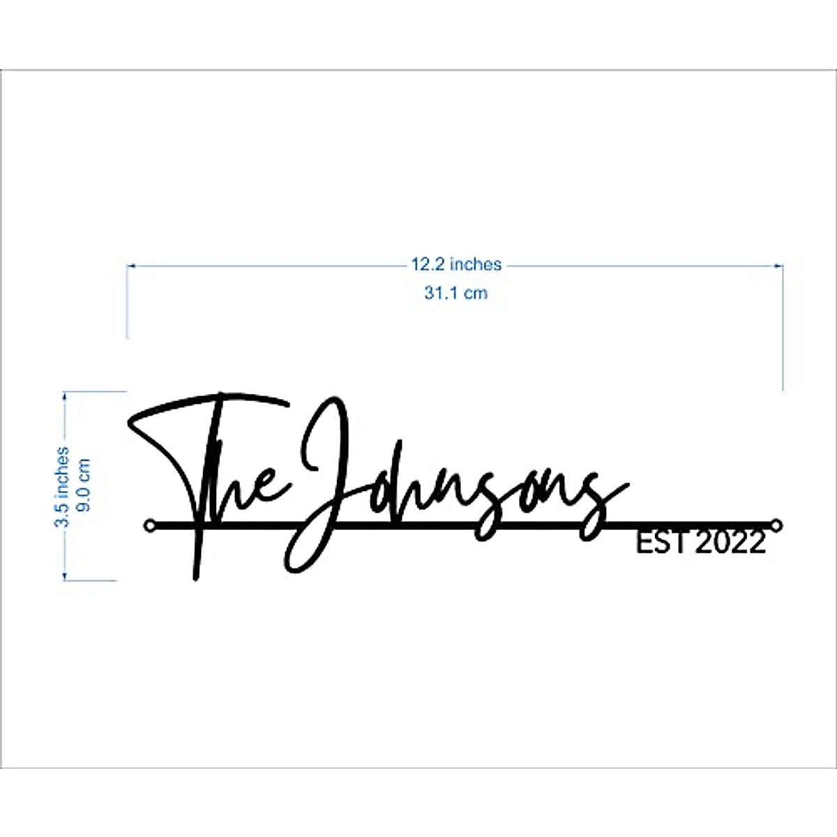 Personalized Family Name Sign, Wedding Metal Last Name Sign, Custom Name Sign, Metal Wall Art Decor, Hanging Plaque, Established Date, Monogram, Est Home Sign, Wedding Gift, Script, Housewarming Sign