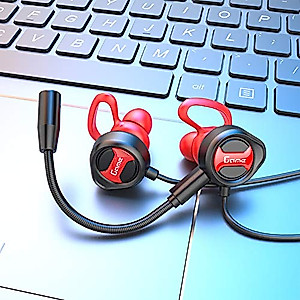 Gaweb Earphones, G31 L-Shaped 3.5mm Dynamic Wired in-Ear Gaming Earbud with Mic for Phone/PC - Red