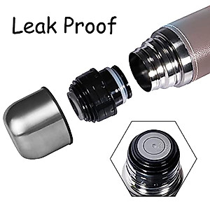 Stainless Steel Leather Vacuum Insulated Mug Sky Thermos Water Bottle for Hot and Cold Drinks Kids Adults 16 Oz