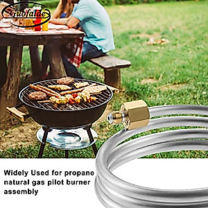 GUOFALDE 39 inch 1/4" Aluminum Tubing Kit, for Gas Water Heater,Furnace Heater, M10x1 Female and Male Nuts, Pilot Burner Tube Pipe Assembly Parts