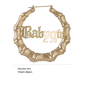 Old English Font Babygirl Word 9cm Elegant Large Bamboo Earrings Hip-Pop Style Fashion Party