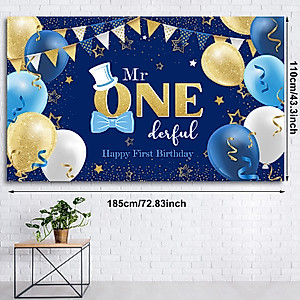 Irenare Boys 1st Birthday Decoration Mr. Onederful Birthday Party Supplies Boy 1st Birthday Backdrop Banner for Baby Toddler Little Man First Birthday Party Decor Photo Prop