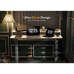 Claiks Standing Desk with Drawers, Stand Up Electric Standing Desk Adjustable Height, Sit Stand Desk with Storage Shelf and Splice Board, 55 Inch, White