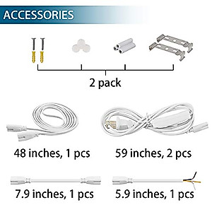 (Pack of 2) Barrina 4ft 45 Watt Extendable Utility LED Shop Light Workbench Light 6500K Super Bright White 4500lm 300W Equivalent Built-in ON/Off Switch Frosted Linear LED Light Bar