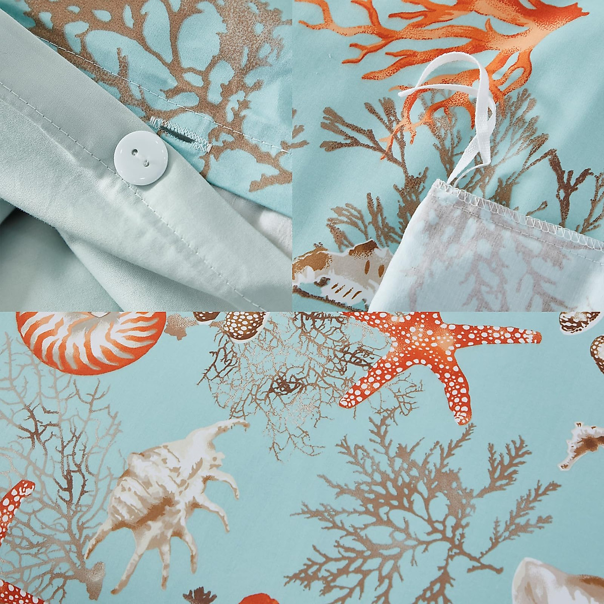 Brandream Luxury Nautical Bedding Set Queen Size Coastal Beach 100% Egyptian Cotton Duvet Cover Set 3-Piece Smooth Crisp Silky (Comforter Not Included)