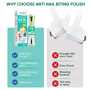 Nail Biting Treatment for Kids,100% Natural Kid Safe Bitter Taste Deterrent,No Bite Nail Polish for Stop Thumb Sucking