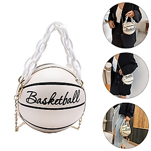 Basketball Shape Handbags Fashion PU Round Purse Tote Shoulder Bag Adjustable Strap Messenger Bag for Women Girls