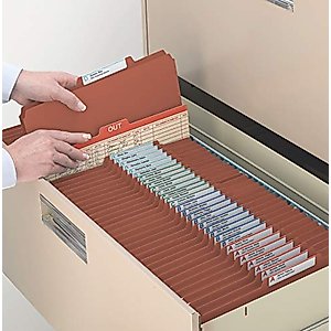 Smead 100% Recycled Pressboard Classification File Folder, 1 Divider, 2" Expansion, Letter Size, Red, 10 per Box (13724)
