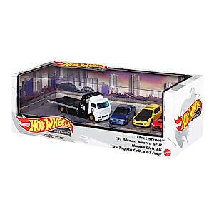Hot Wheels Premium Collect Display Sets with 3 1:64 Scale Die-Cast Cars & 1 Team Transport Vehicle, Collectors’ Favorites, 2 Sets in The Assortment for Collectors of All Ages
