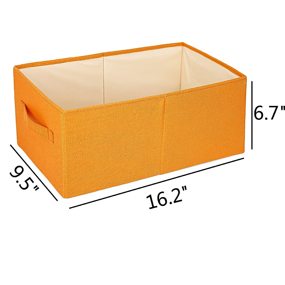 ALYER Collapsible Fabric Storage Organizer with Handles ,Shelf Bins Box Container for Bedroom Office Closet Babies Nursery Toys Books Clothes (Orange)