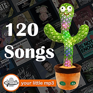 [Update Volume Adjustable] Talking Cactus Toy Mimics Back, Gift Package Repeat Talking Cactus Plush Toys - Talking Sing+Repeat+Dancing+Recording+Rainbow Led Cactus Toy(15 Second Recording)