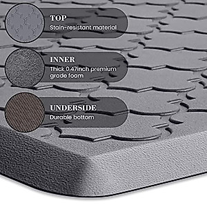 Kitchen Mat [2 PCS] Cushioned Anti-Fatigue Floor Mat, Waterproof Non-Skid Ergonomic Comfort Foam Rugs, Standing Mat for Kitchen, Floor,Office, Sink, Laundry(Grey)