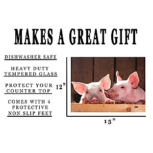 Farm Animal Pig Barnyard Kitchen Glass Cutting Board Barn Decorative Gift Farmhouse Ranch Piglets Design