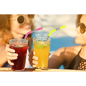 Reusable Collapsible Straw, Portable Stainless Steel Drinking Straw with Case, Straw Tip and Cleaning Brush for Travel, Party, Outdoor and Home Use (Blue Case Turqoise Tip)