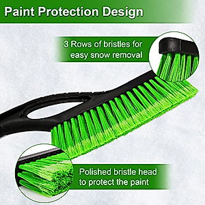 CYEVA 3 Pack 27" Snow Brush with Ice Scraper, Ice Scrapers for Car Windshield, Detachable Snow Removal Tool with Ergonomic Foam Grip for Cars Trucks SUVs (Green)