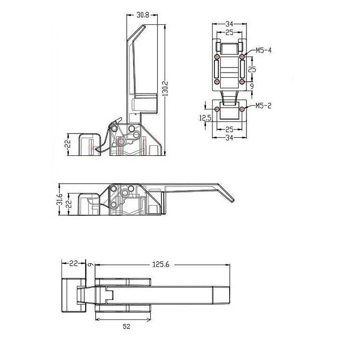 Richelieu Hardware, 5.13", Chrome BP858352140 Contemporary Metal Ice Box Latch