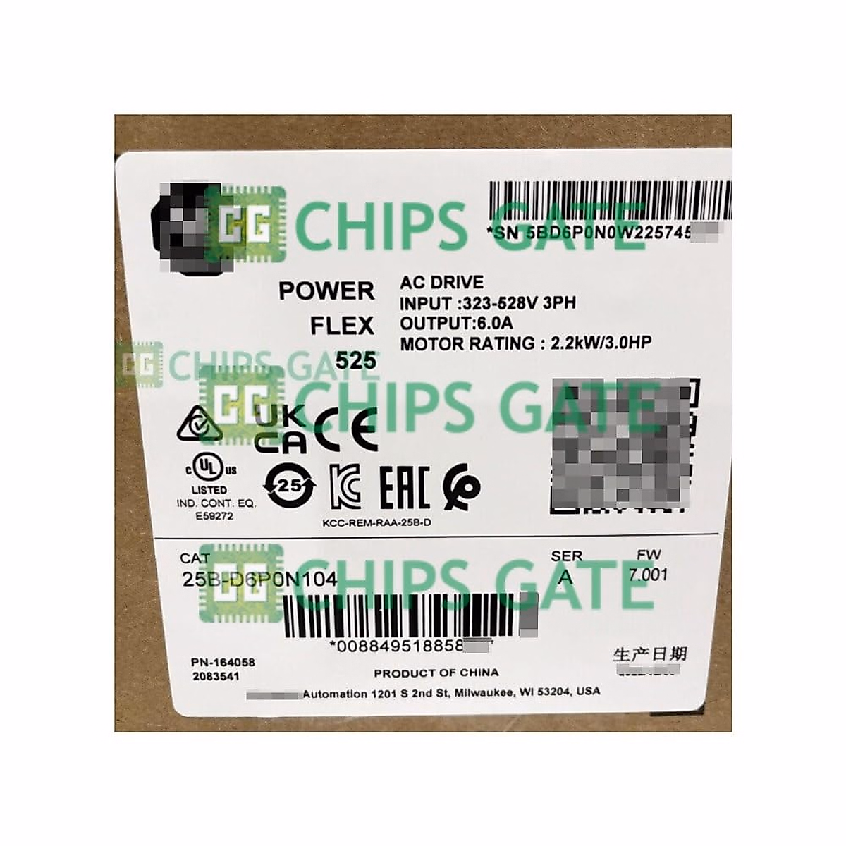 25B-D6P0N104 PowerFlex 525 2.2kW 3Hp AC Drive New Factory Sealed