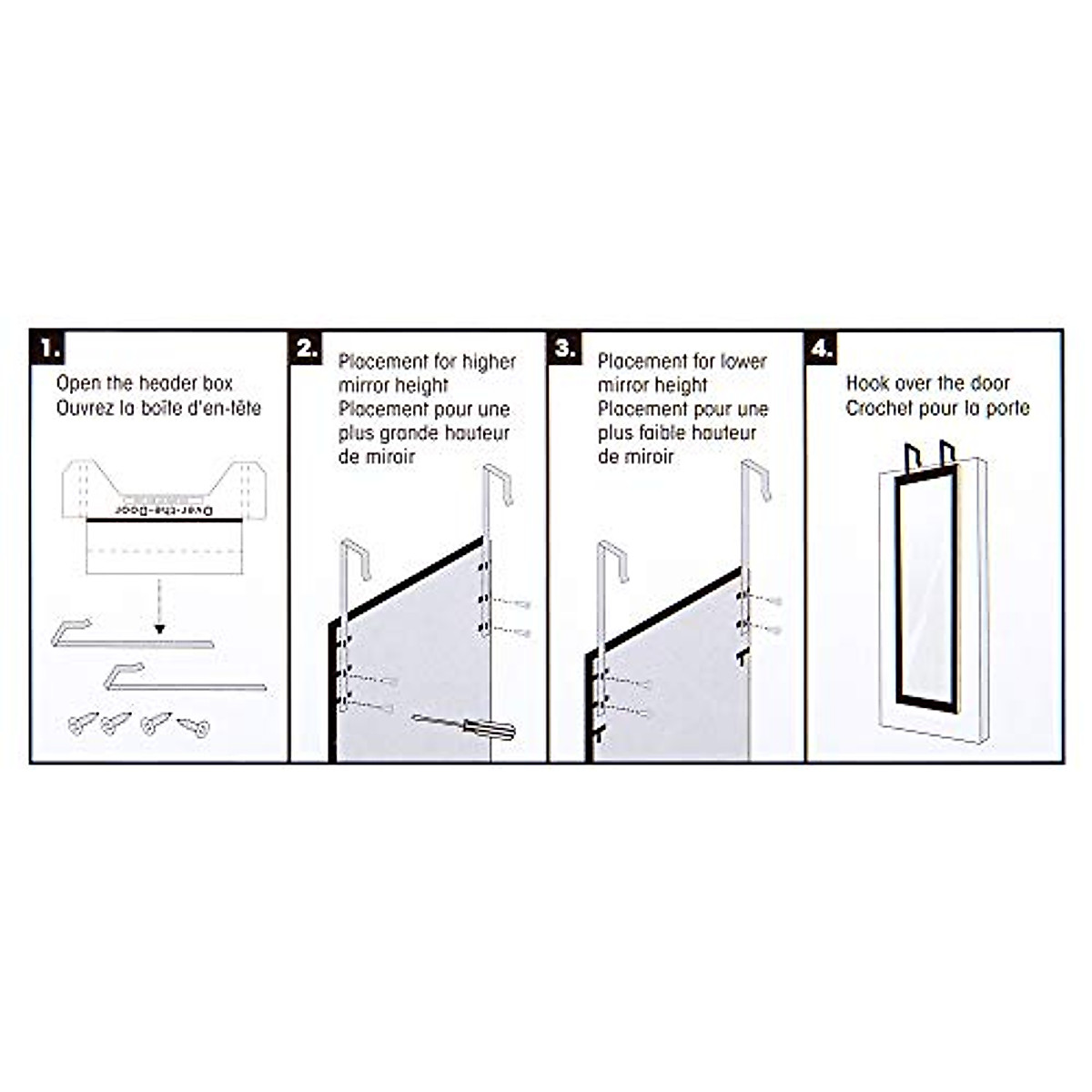 Truu Design Over-The-Door Classic Full Length Mirror,12 x 48 inches, Dark Wood, Wall Mounted Mirror, Large Body Mirror with Rectangular Framed for Bedroom Bathroom Living Room Décor