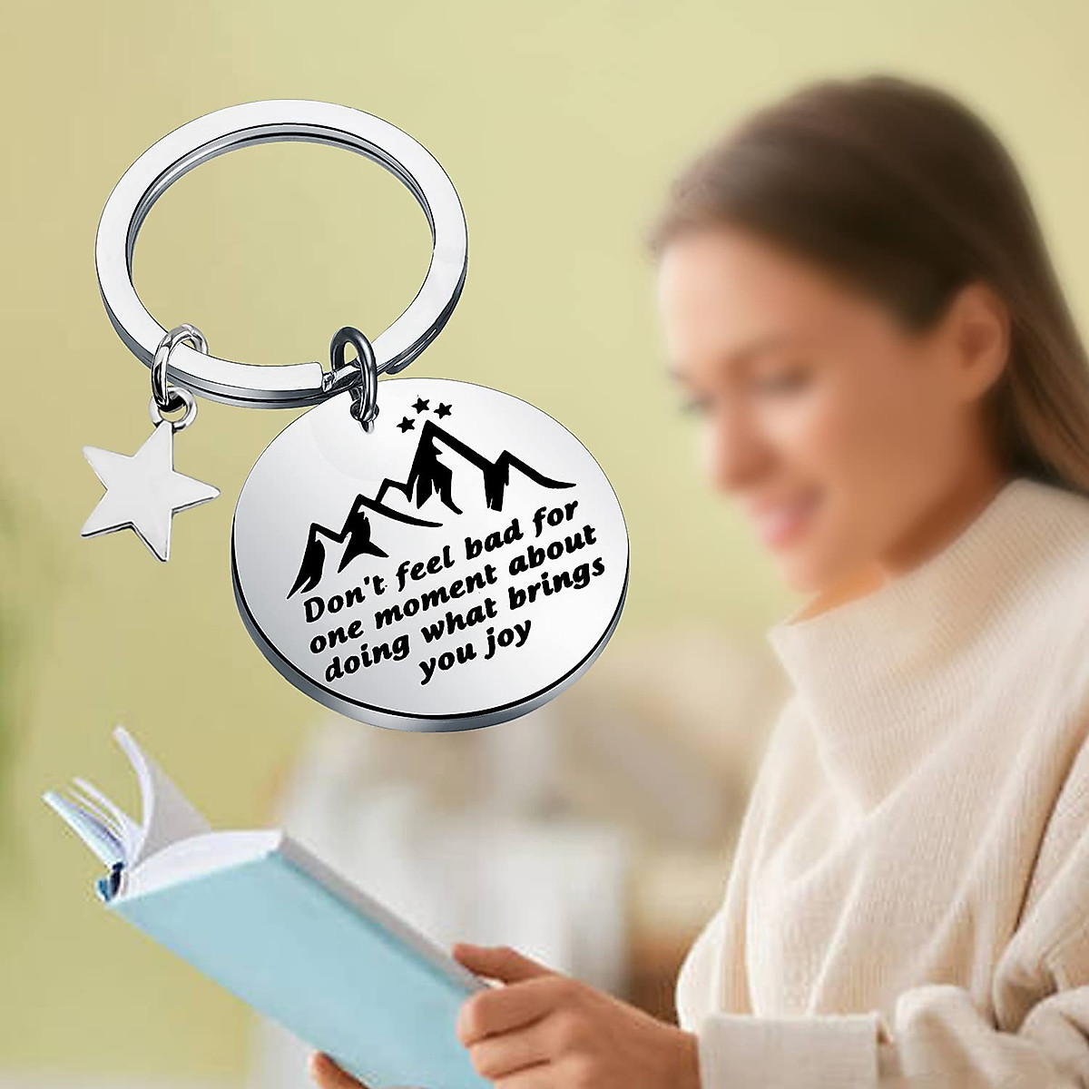 AKTAP Thorns and Roses Inspired Keychain The Night Court Jewelry Book Lovers Gift Don't Feel Bad for One Moment About Doing What Brings You Joy (Thorns and Roses Keychain)